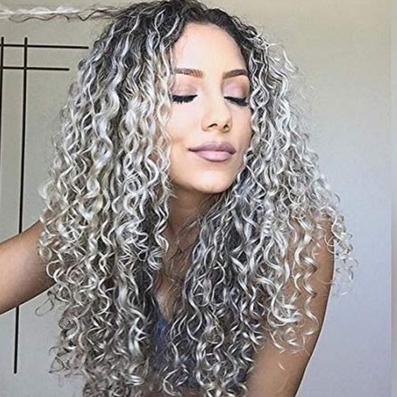 Accessories | Silver Gray Curly Lace Front Wig | Poshmark